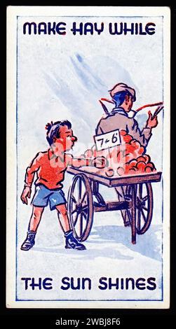 Make Hay While The Sun Shines - Vintage Cigarette Card Illustration ...