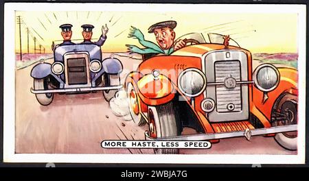 More haste less speed - Vintage Cigarette Card Illustration Stock Photo ...