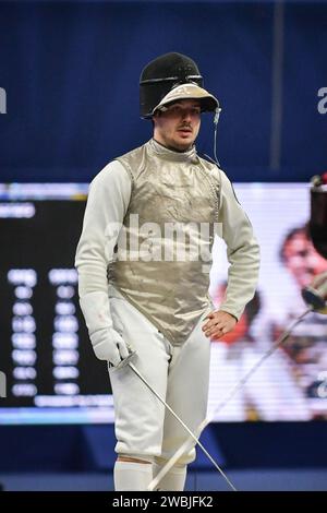 France's foilist MAXIME PAUTY looks on during the quarter-finals of the ...