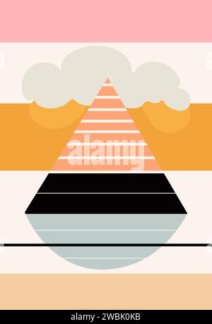 Poster in contemporary minimalistic boho style with geometric abstract ...