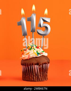 Birthday candle number 115 - Invitation card with yellow background ...