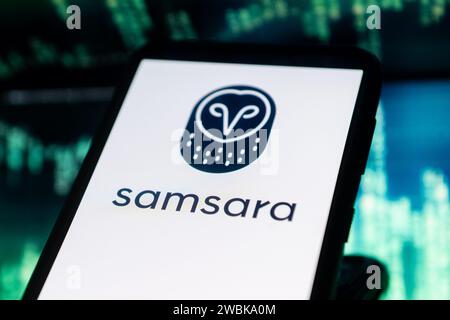 In this photo illustration, the Samsara logo is seen displayed on a ...