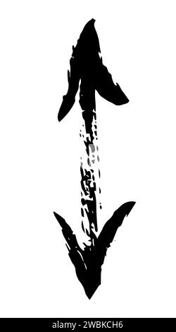 Hand painted two head arrow drawn with ink brush isolated on white ...