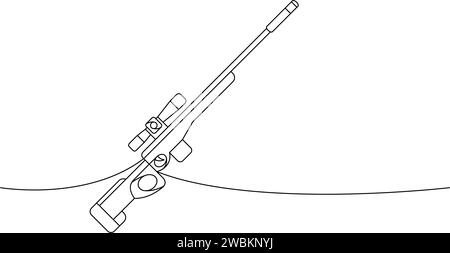 Sniper rifle, firearm one line continuous drawing. Various modern ...