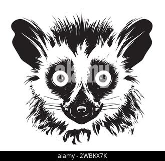 Lemur sketches, outline with white background, hand drawn illustration ...