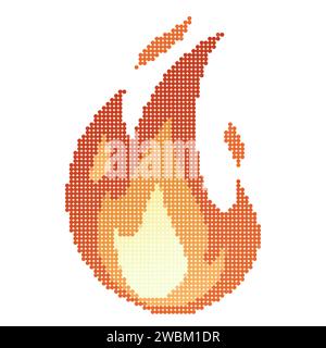 Pixel Dot Fire flames. Cartoon campfire, bright fireball, heat wildfire ...