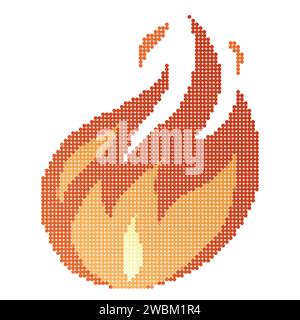 Pixel Dot Fire flames. Cartoon campfire, bright fireball, heat wildfire ...