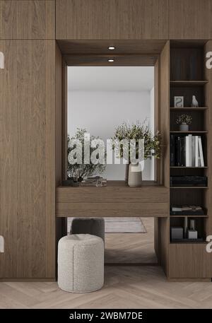 Cozy library reading corner with green armchairs, side lamps and wooden ...