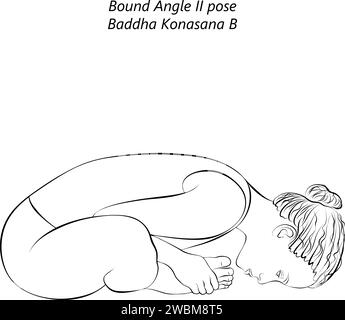 Sketch of woman doing yoga Baddha Konasana A. Bound Angle 1 pose ...