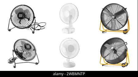 Set of different fans on white background, banner design Stock Photo ...