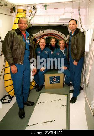 STS-98 Pilot Mark Polansky grins on his arrival at the Shuttle Landing ...