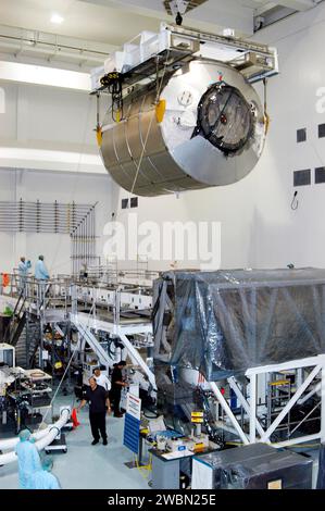 Space Shuttle Discovery was prepared for transfer using the Mate-Demate ...