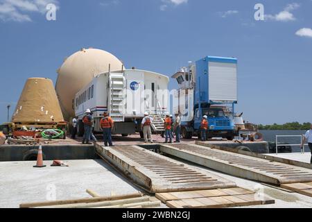 KENNEDY SPACE CENTER, FLA. -- The frustum of a forward skirt assembly ...