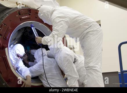 CAPE CANAVERAL, Fla. – Inside the Astrotech payload processing facility ...