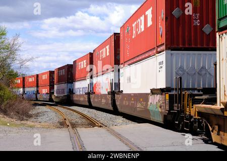 CN Rail train leaving the Halifax port loaded with containers Stock ...