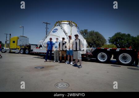 The Orion crew module from NASA's Pad Abort-1 test is on display at the ...