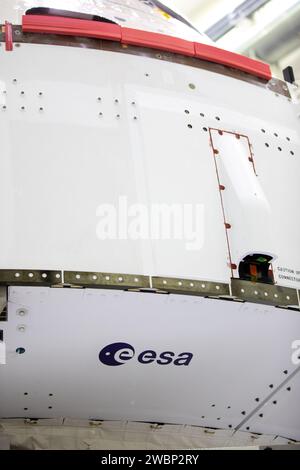 The Orion Artemis I crew module was positioned in a test stand at NASA ...