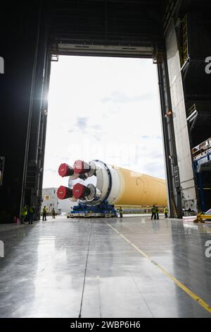 Teams transported the NASA SLS rocket core stage from Michoud Assembly ...