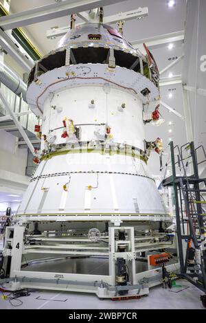 The Artemis I Orion spacecraft with its spacecraft adapter cone ...