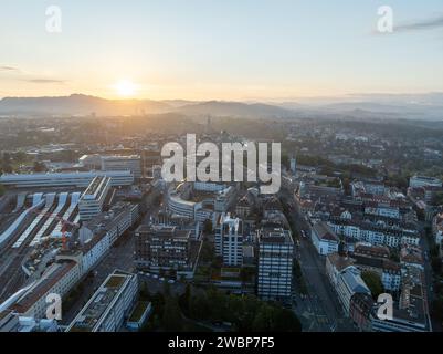 Aerial view of the tracks leading into the Bern Train Station in ...
