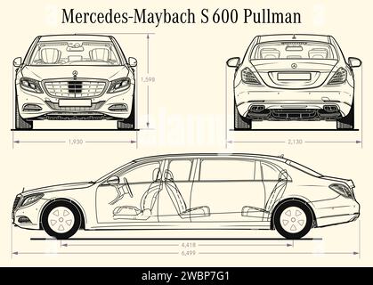 2017 Mercedes-Benz S Class car blueprint Stock Vector Image & Art - Alamy