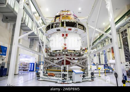 The Artemis I Orion spacecraft with its spacecraft adapter cone ...