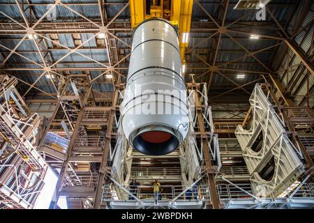 The Artemis I aft skirts for NASA's Space Launch System (SLS) rocket’s ...