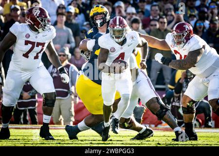 Alabama quarterback Jalen Milroe runs a drill at the NFL football ...