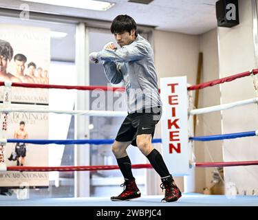 Seigo Yuri Akui of Japan trains during a public workout in Tokyo, Japan ...
