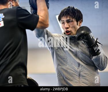 Seigo Yuri Akui of Japan trains during a public workout in Tokyo, Japan ...