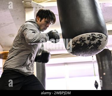 Seigo Yuri Akui of Japan trains during a public workout in Tokyo, Japan ...