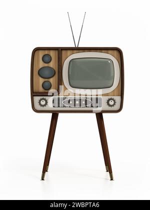 Old analogue television isolated on white background. 3D illustration ...