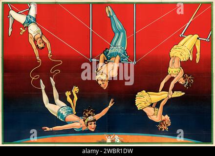Old Circus Poster (Donaldson Litho Company, 1926). Aerial show trapeze ...