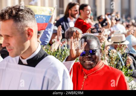 New cardinal Stephen Ameyu Martin Mulla greets Pope Francis at the end ...