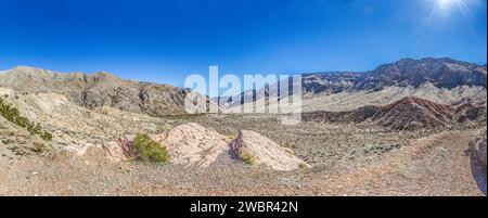 High-contrast panoramic image of the canyon landscape of the Arizona ...