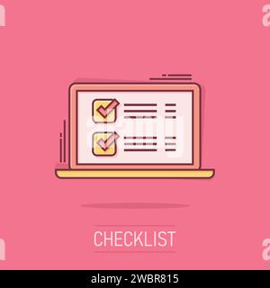 Online survey sign icon in comic style. Questionnaire vector cartoon ...