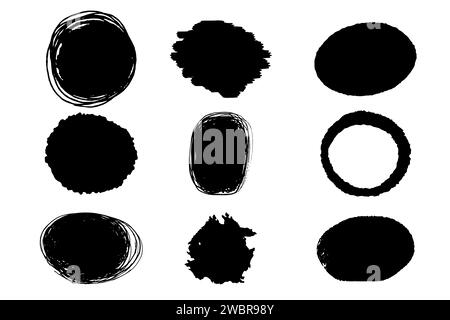 Black stain of paint brush with jagged edges isolated on white ...
