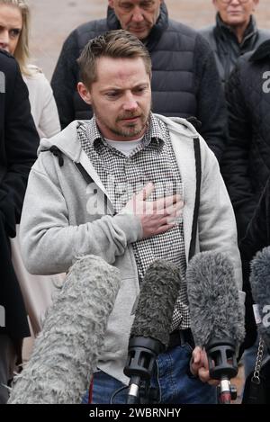 Sam Phillips, the father of Alfie Phillips, speaking to the media ...