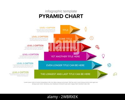 Vector Infographic stipe layers template with five levels - color ...