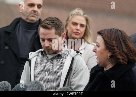 Sam Phillips, the father of Alfie Phillips, speaking to the media ...