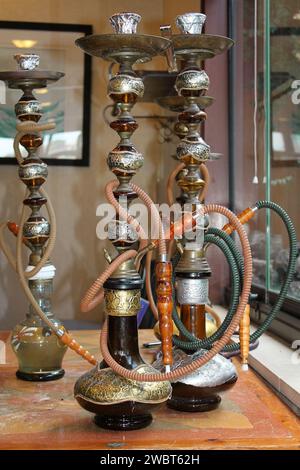 Turkish water pipe, Nargile on the table of a restaurant, Istanbul ...