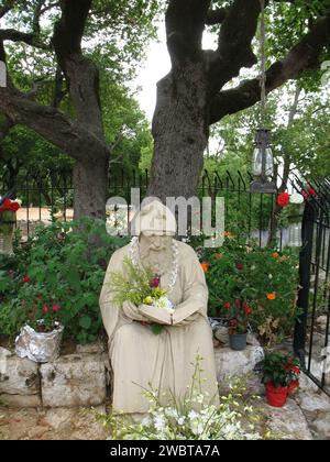 Statue of a very famous maronite monk, Saint Charbel, in Lebanon Stock ...