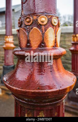 Decorative iron support pillars at Settle station which support the ...