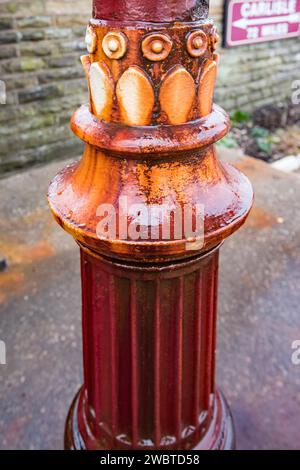 Decorative iron support pillars at Settle station which support the ...