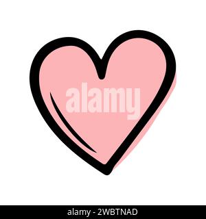 Pastel beige doodle heart isolated on white background. Hand drawn love ...