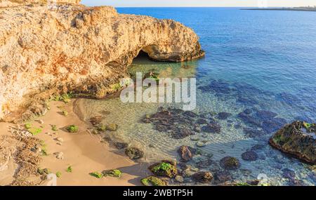 The most beautiful Apulian coast in Italy: Cala Corvino. Typical ...