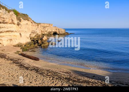 The most beautiful Apulian coast in Italy: Cala Corvino. Typical ...