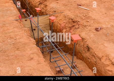 An trench being prepared for pouring concrete to foundations large ...