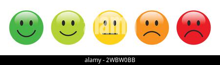 Rating emojis set in different colors with black outline. Feedback ...