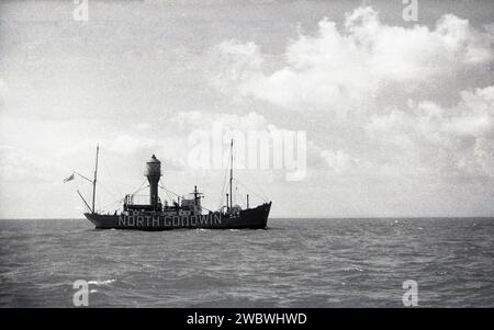 1960s, historical, the North Goodwin lightship on Goodwin Sands off the ...